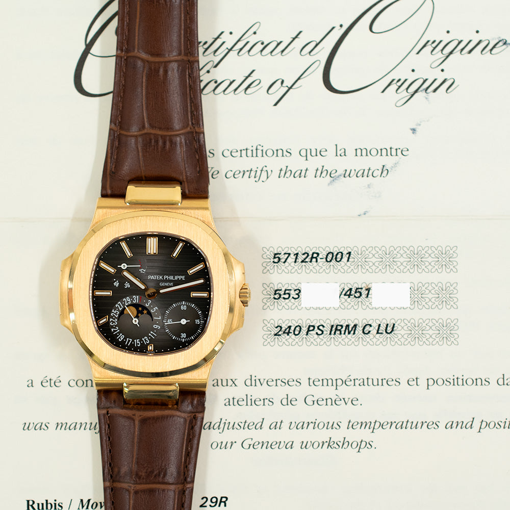 Patek Philippe Nautilus Moon Phases 5712R-001 Black Dial Sep 2010 ...