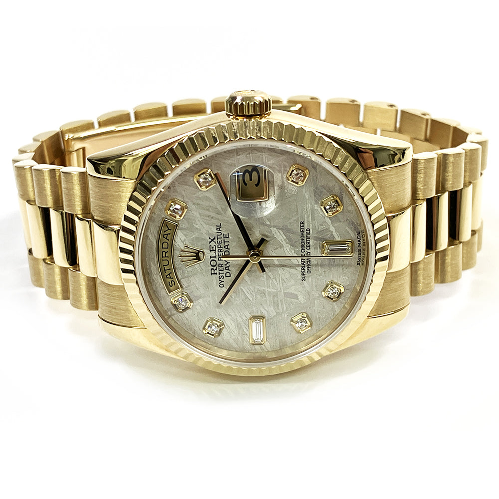 Rolex Day-Date 118238 Meteorite Diamond Dial Aug 2009 – CHRONONATION